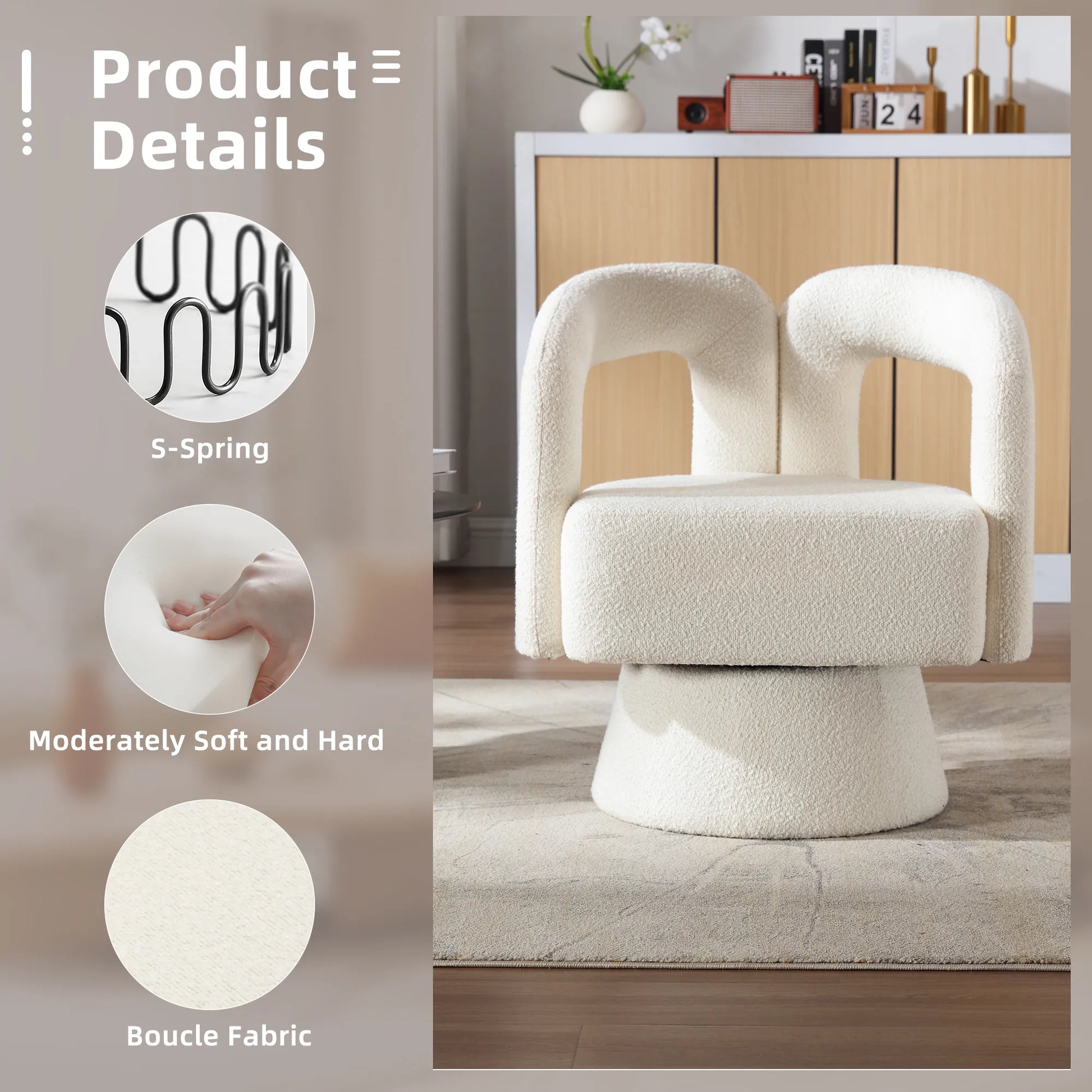 360° Swivel Cuddle Barrel Accent Chair With Fluffy Fabric – FanciConcept