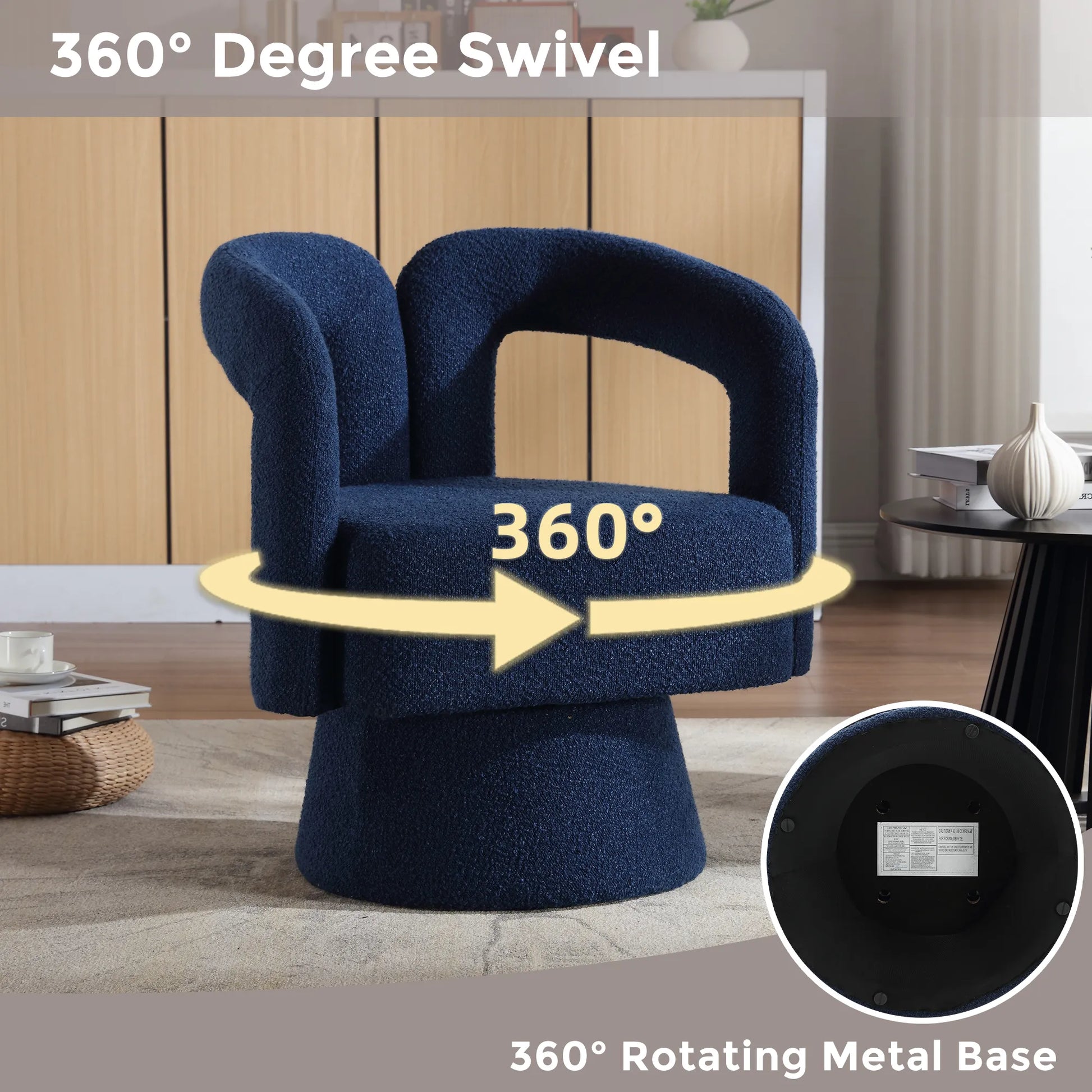 360° Swivel Cuddle Barrel Accent Chair With Fluffy Fabric – FanciConcept