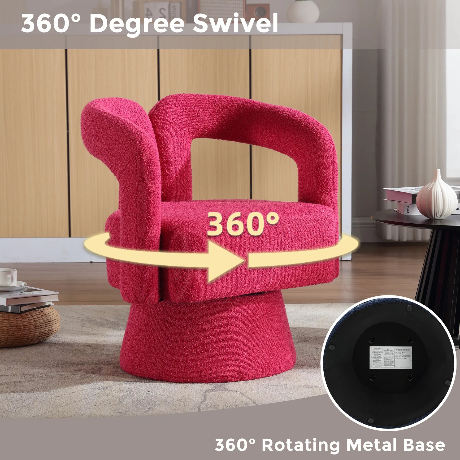 360° Swivel Cuddle Barrel Accent Chair With Fluffy Fabric – FanciConcept