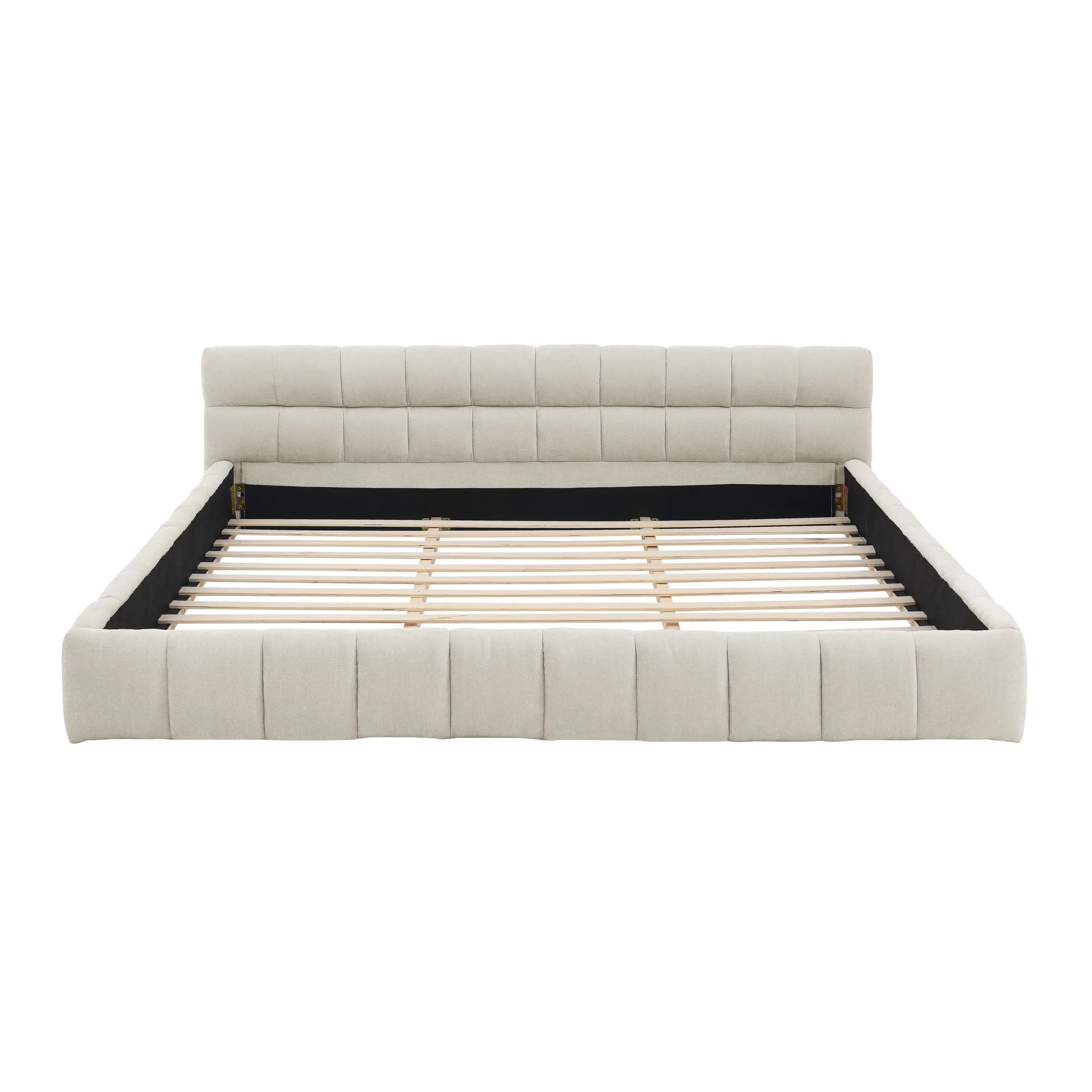Aldora - Upholstered Grounded Bed Frame With Headboard – FanciConcept